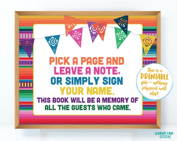 Sign Our Book Sign Fiesta Guestbook Sign Memory Book Sign | Etsy