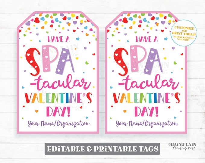 Editable Valentine Spa Gift Tags, Nail Polish Mask Lip Gloss Girl ...