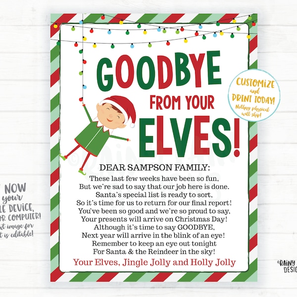 Goodbye From Your Elf Letter - Etsy
