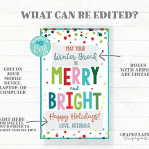 May Your Winter Break Be Merry and Bright Glow Stick Tag Christmas Glow ...