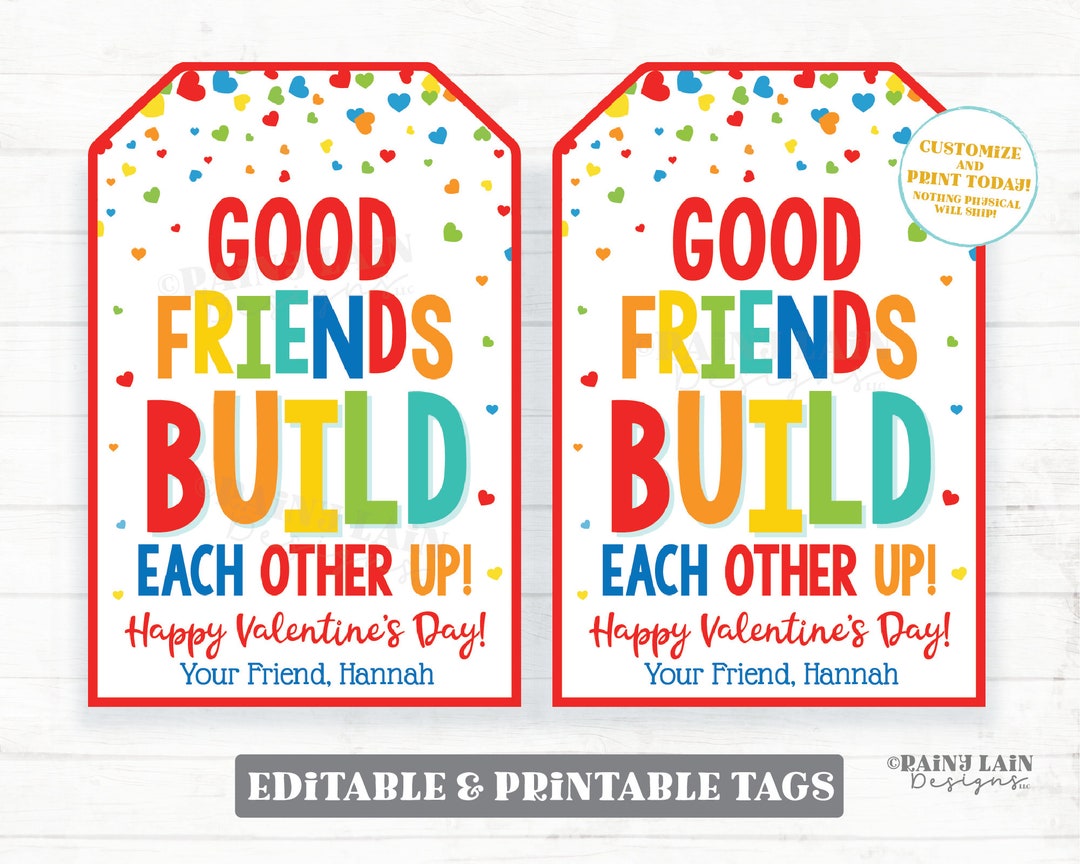 Good Friends Build Each Other up Valentine Tag, Building Block Puzzle ...