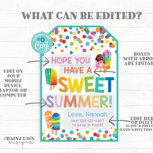 Hope You Have a Sweet Summer Tags Keep in Touch Student Gift Classmate ...