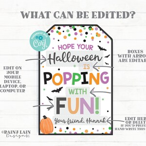 Halloween is Popping With Fun Tag Halloween Pop Gift Tag Halloween ...