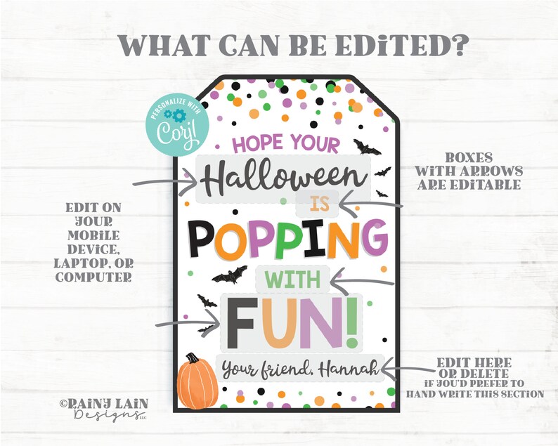 Halloween is Popping With Fun Tag Halloween Pop Gift Tag Halloween ...