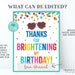 Thanks for Brightening My Birthday Tag Sunglasses Party Favor - Etsy