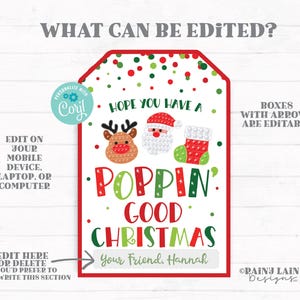 Christmas Pop Gift Tag Poppin Good Popping Holiday Fidget Toys Teacher ...