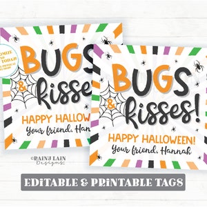 Bugs and Kisses Halloween Gift Tag Spiders Trick or Treat Favor From ...