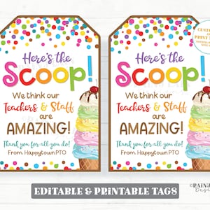 Here's the Scoop Ice Cream Tag Teacher's Lounge Staff Room Social ...