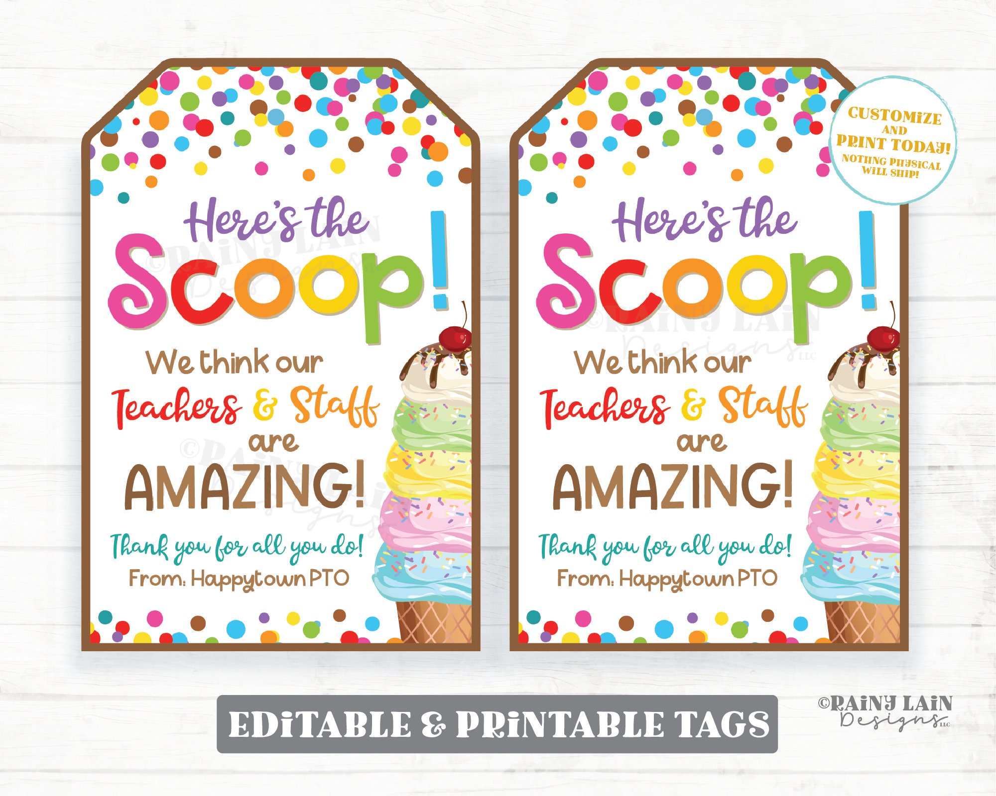 Here's the Scoop Ice Cream Tag Teacher's Lounge Staff Room Social ...