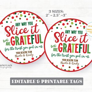 Any Way You Slice It Holiday Realtor Pie Tag Round Appreciation ...