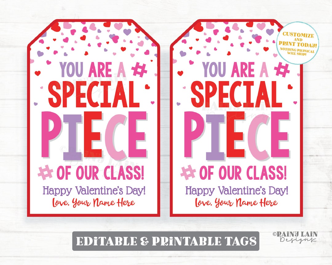You're a Special Piece of Our Class Editable Valentine Gift Tag Building Block Puzzle Classroom ...