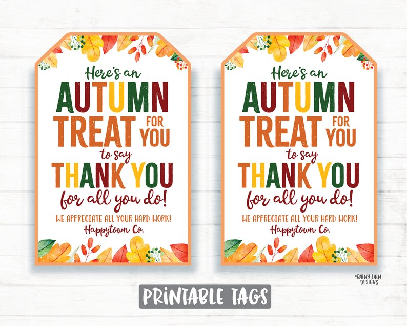 Autumn Treat Thank You Tag Fall Appreciation Gift Tags - Etsy