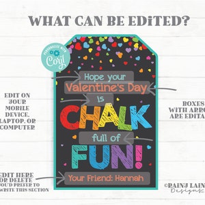 Chalk Full of Fun Valentine Tags, Hope Your Valentine's Day, Sidewalk ...