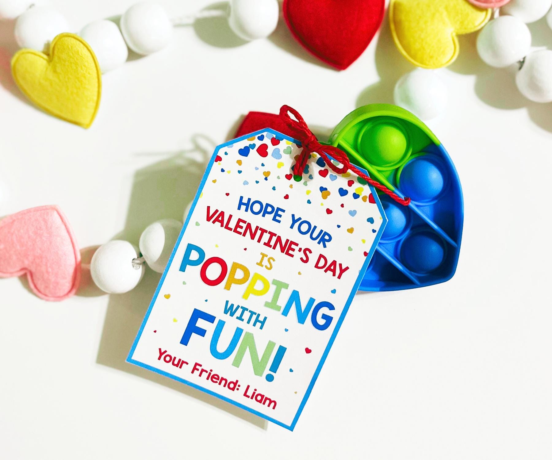 Popping With Fun Valentine Tag, Pop Fidget Toy, Valentine's Day Gift ...