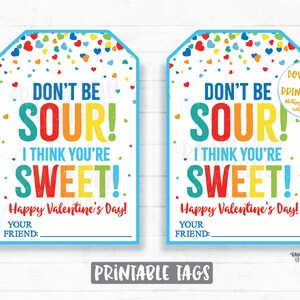 Don't be sour I think you're sweet Valentine Tag | Etsy