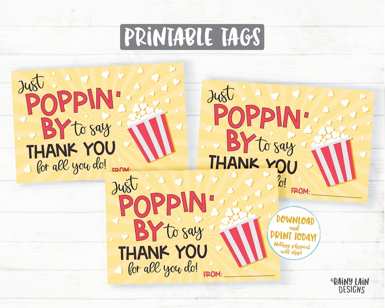 Popcorn Thank You Tag Just Poppin by Tag Popping by Tag - Etsy