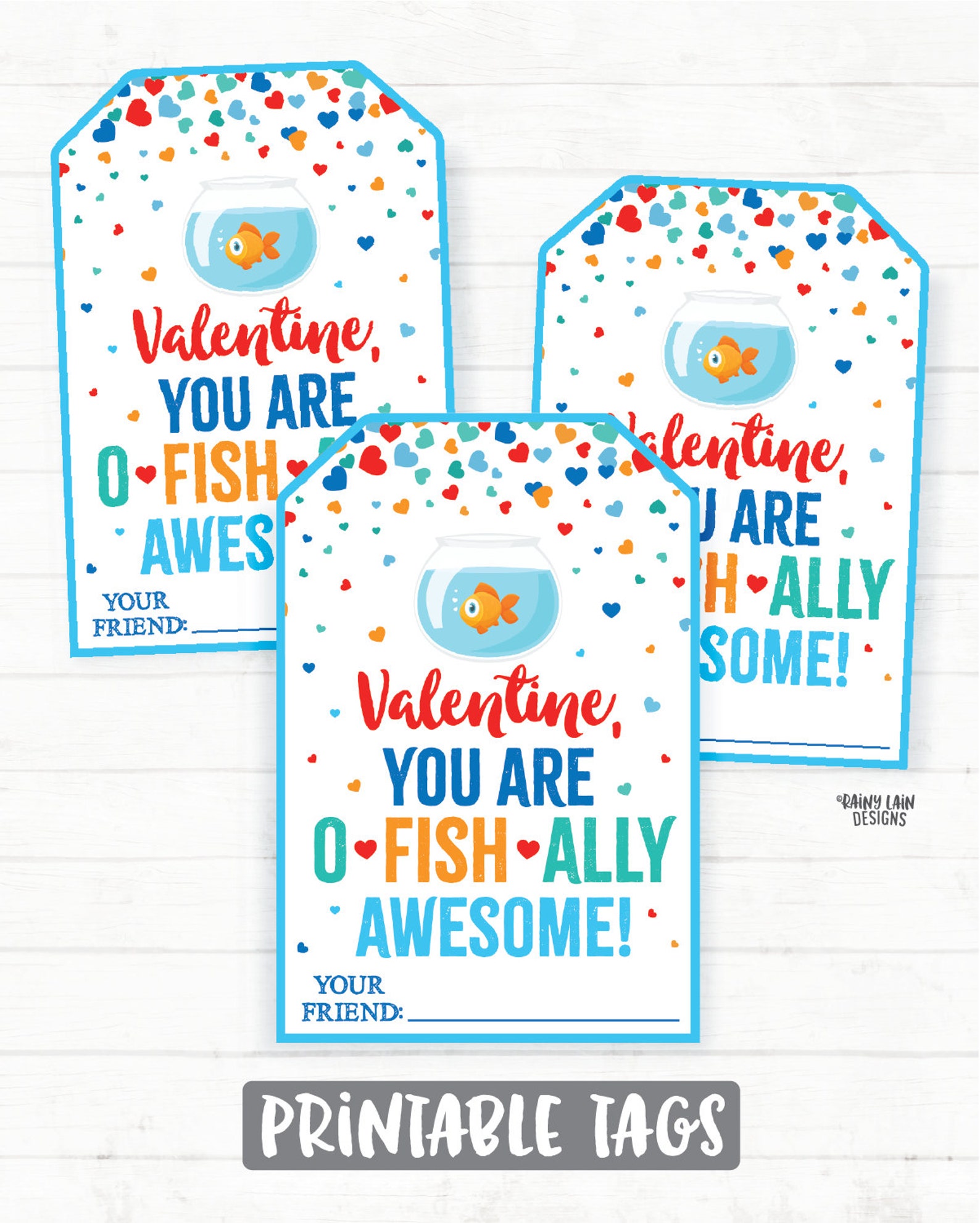 Goldfish Valentine, O-fish-ally Awesome Valentine, Goldfish Tag, Fish ...
