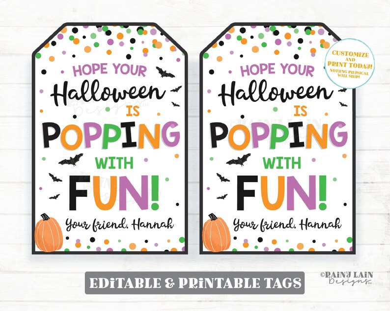 Halloween is Popping With Fun Tag Halloween Pop Gift Tag Halloween ...