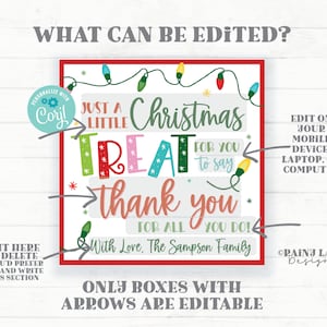 Treat for You to Say Thank You Christmas Gift Tag Holiday Appreciation ...