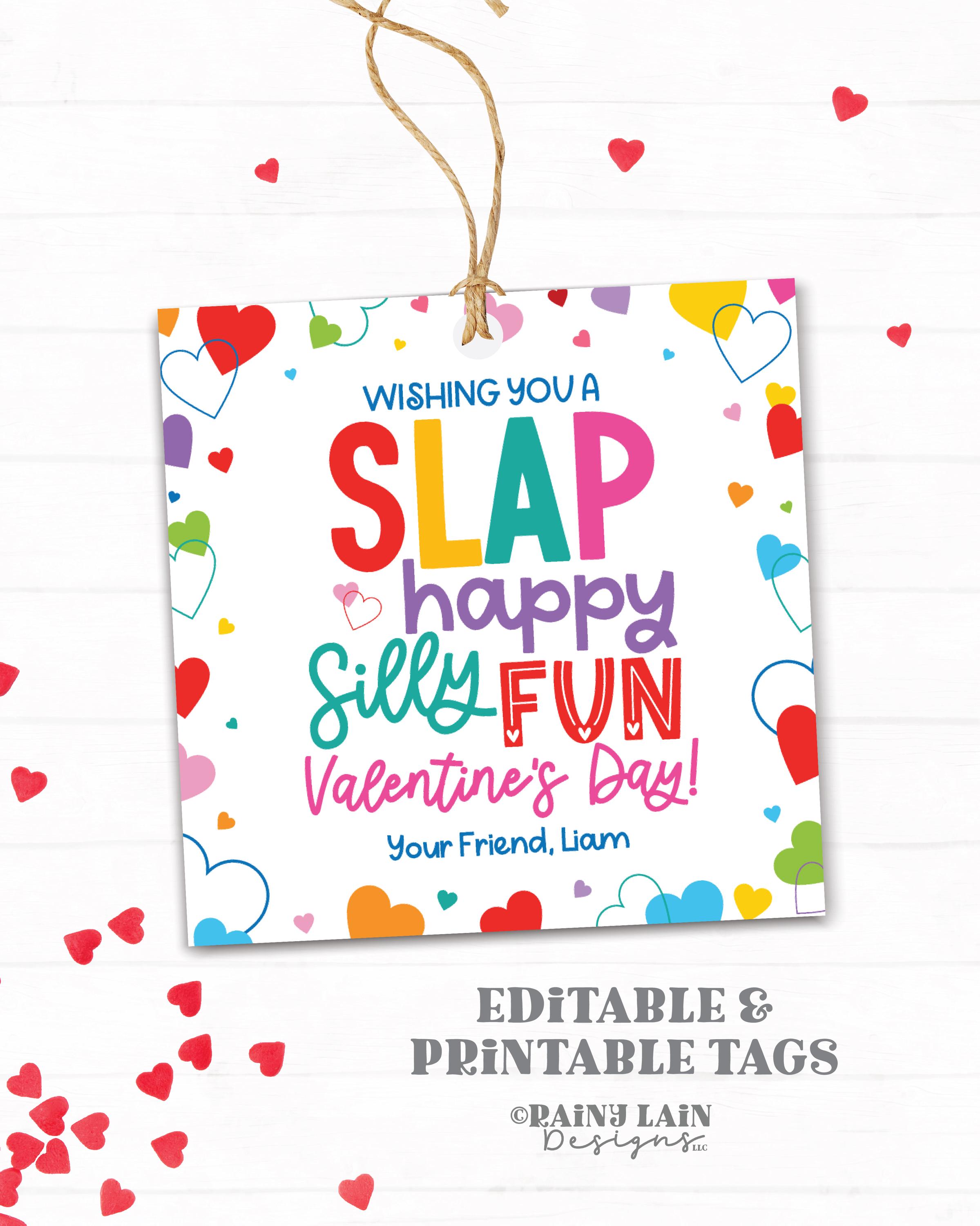 Slap Bracelet Valentine, Slap Happy Silly Fun Valentine's Day Gift Tag ...