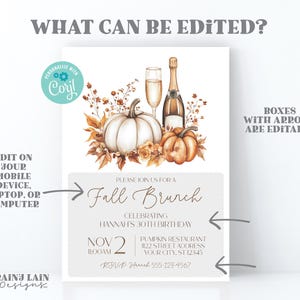 Fall Brunch Invitation Template, Autumn Brunch Invite, Birthday Bridal ...