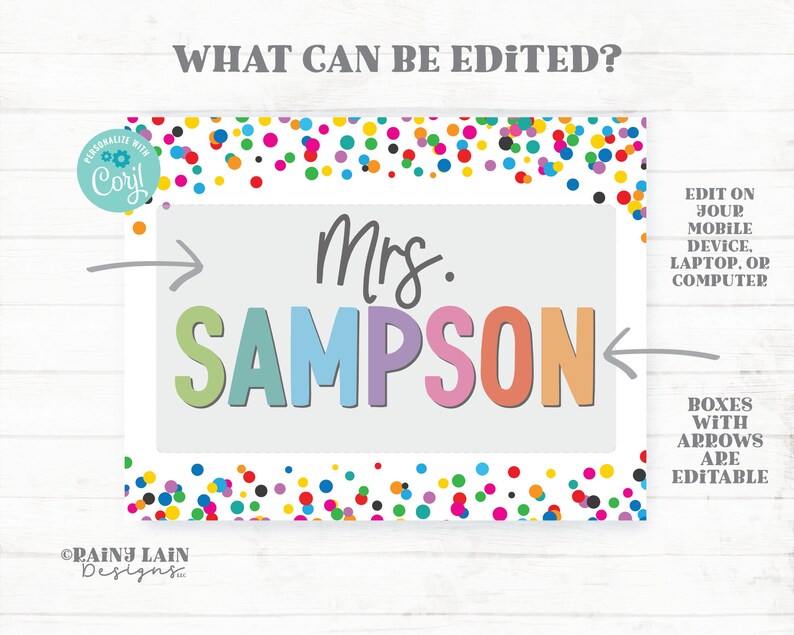 Custom Digital Download Teacher Name Sign, Editable Classroom Sign ...
