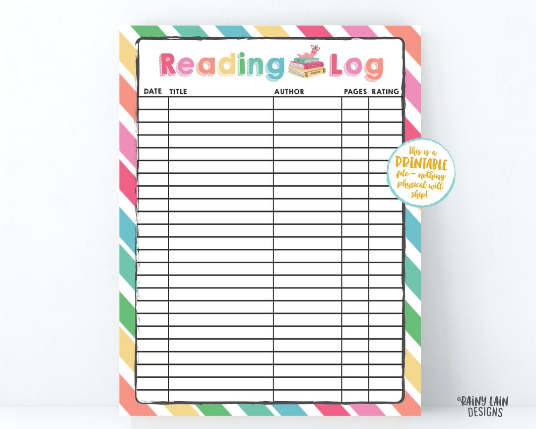 Reading Log Printable Reading Log for Kids, Spring Reading Log, Summer ...