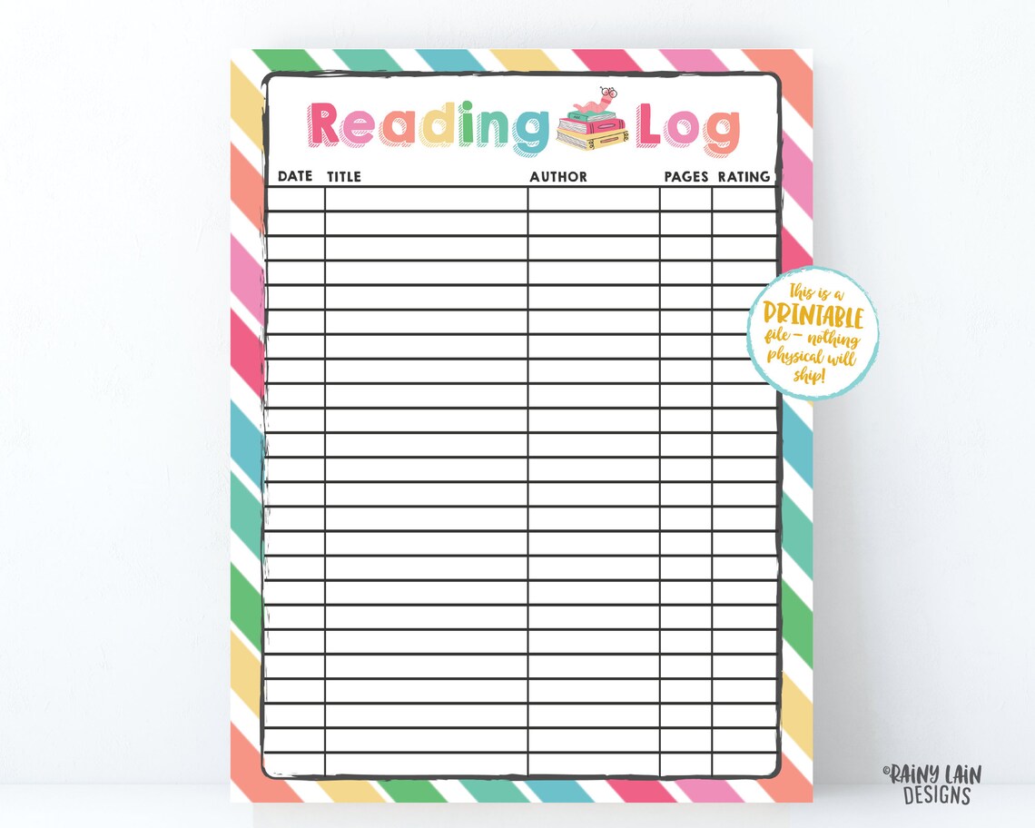 Reading Log Printable Reading Log for Kids Spring reading | Etsy