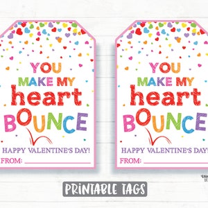 Bouncy Ball Valentine Tags, Ball Valentines, You Make My Heart Bounce ...