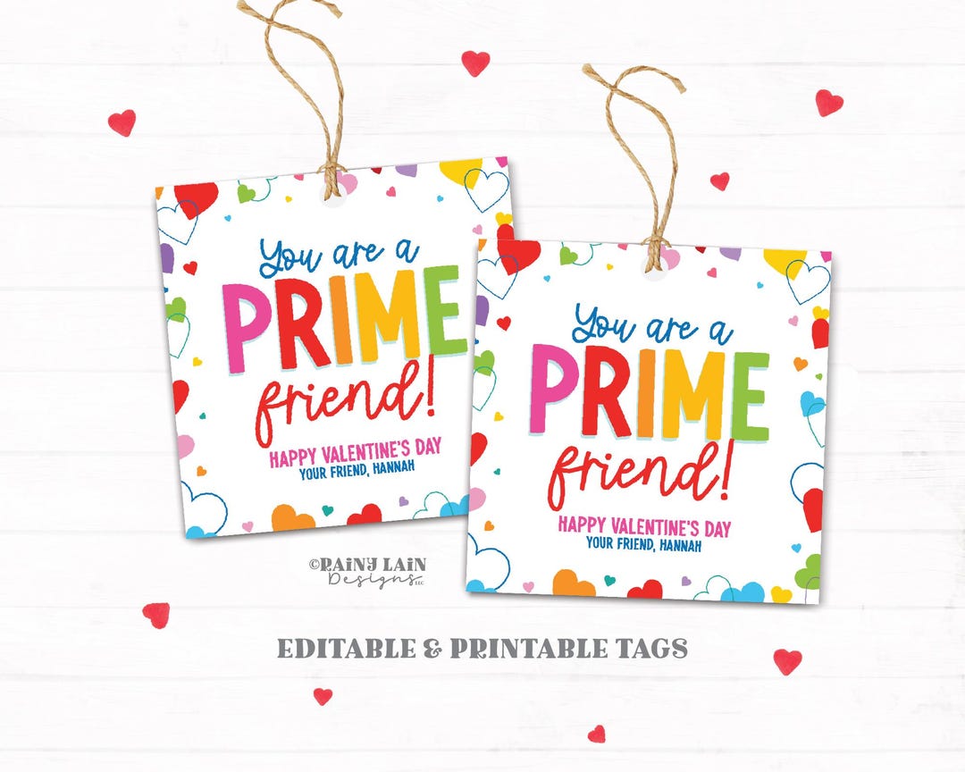 Prime Friend Valentine Tag, Classroom Exchange, Non-candy Valentine ...