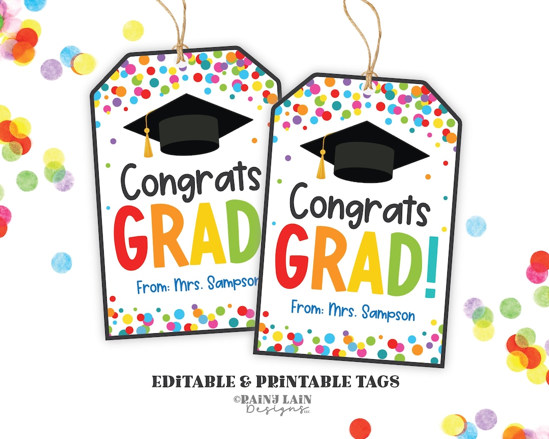 Graduation Gift Tag, Printable Preschool Congrats Grad Favor Tag ...