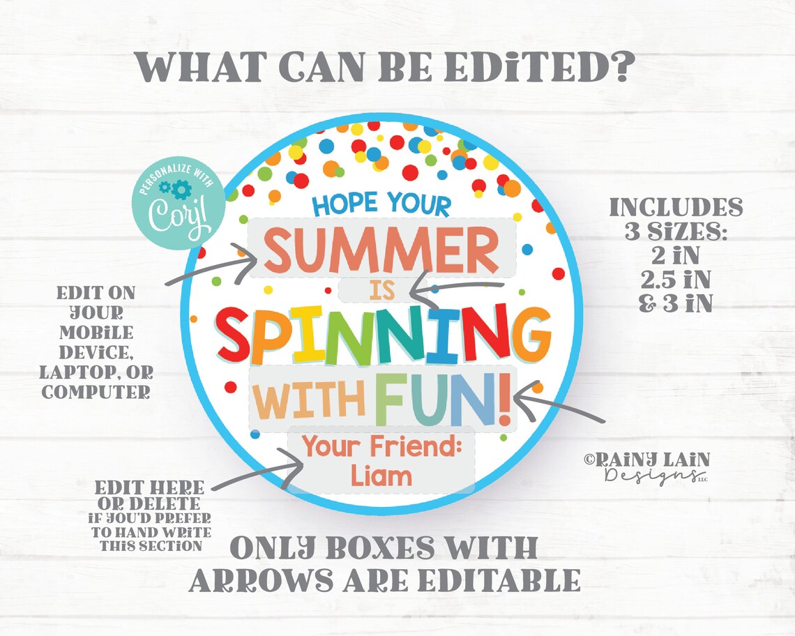Hope Your Summer is Spinning With Fun Tags End of School Year Gift Tags ...