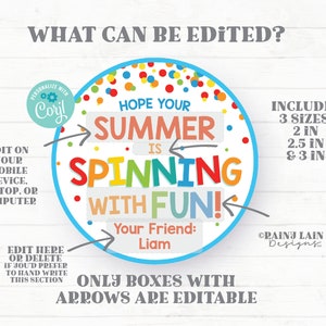 Hope Your Summer is Spinning With Fun Tags End of School Year Gift Tags ...