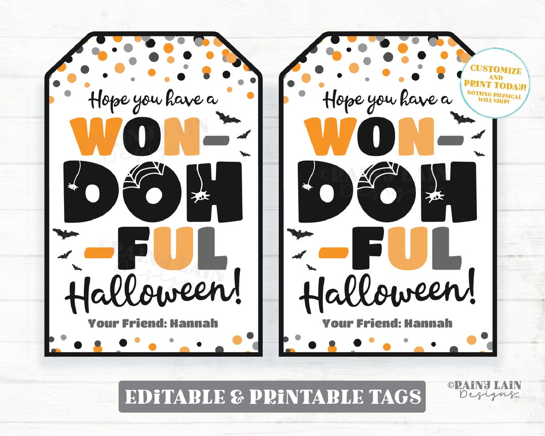 Wondohful Halloween Tag Play Dough Playdough Editable Halloween Gift ...