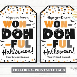 Wondohful Halloween Tag Play Dough Playdough Editable Halloween Gift ...