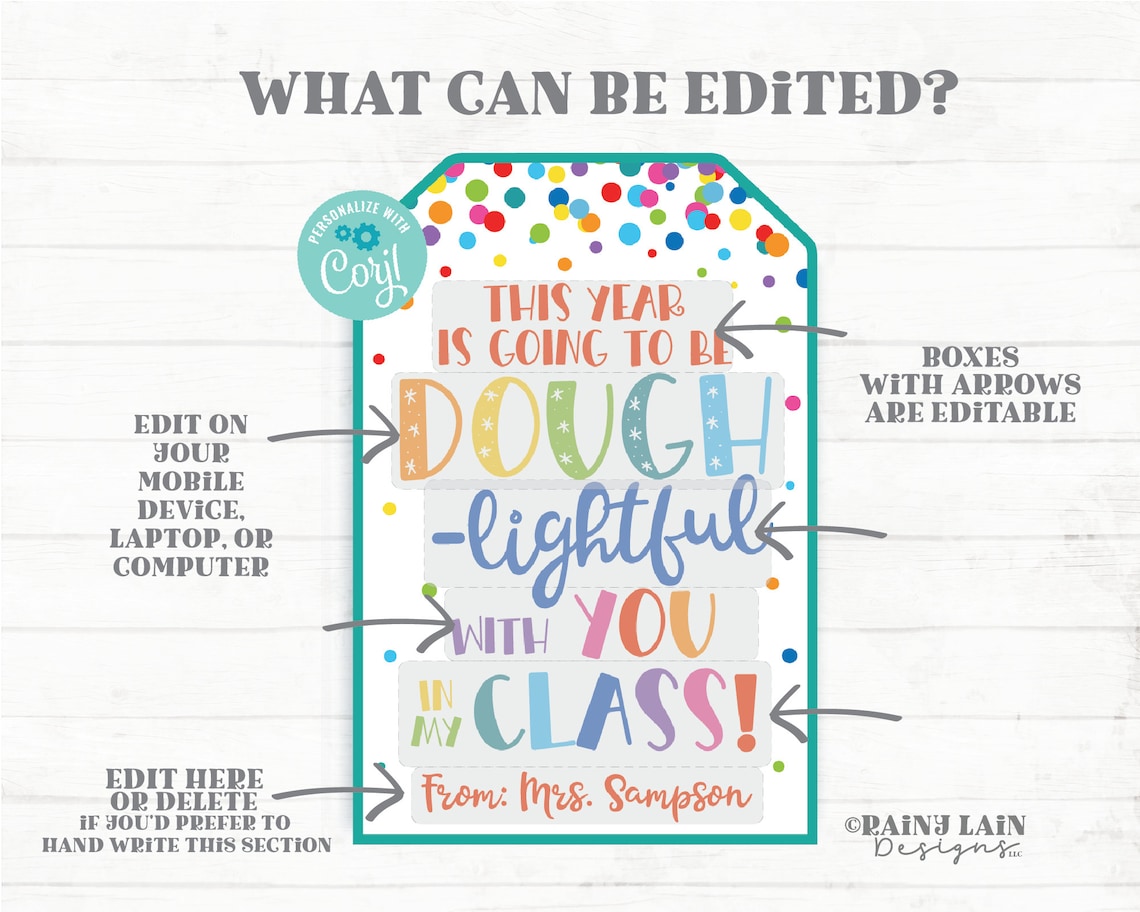 Dough-lightful School Year Tag, Play Dough, Playdough, Editable First ...