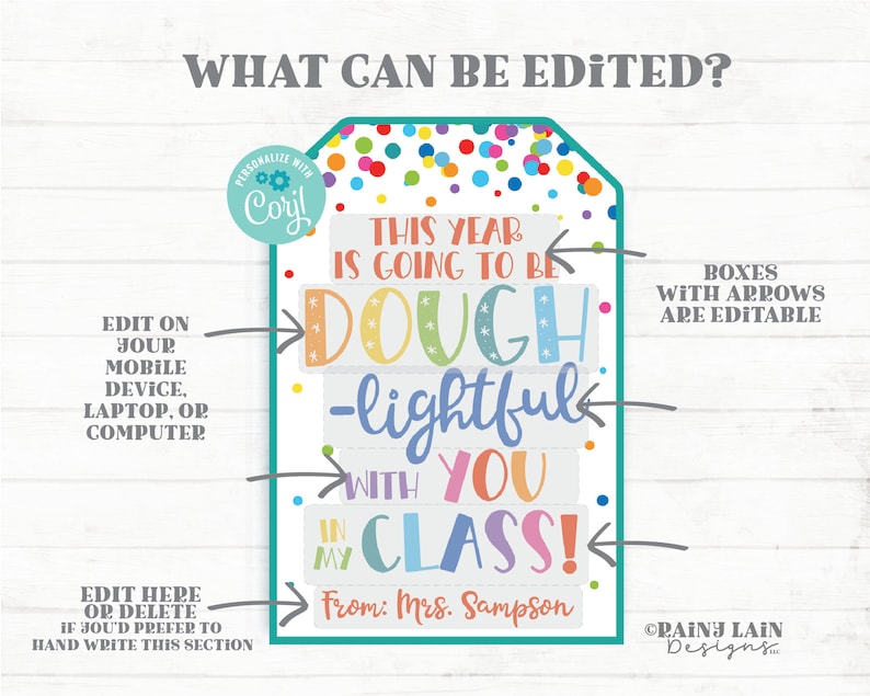 Dough-lightful School Year Tag, Play Dough, Playdough, Editable First ...