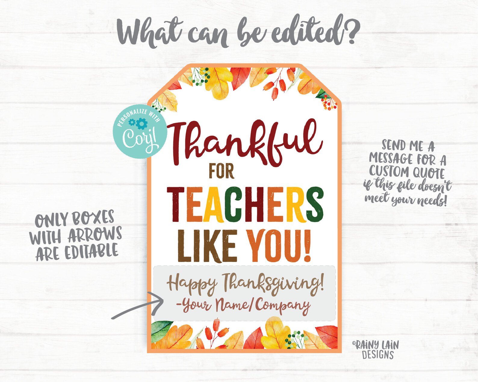 Thankful for Teachers Like You Tags, Thankful Tags, Pie Tags ...