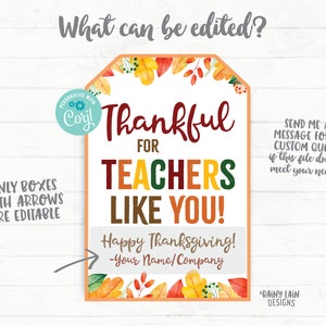 Thankful for Teachers Like You Tags, Thankful Tags, Pie Tags ...