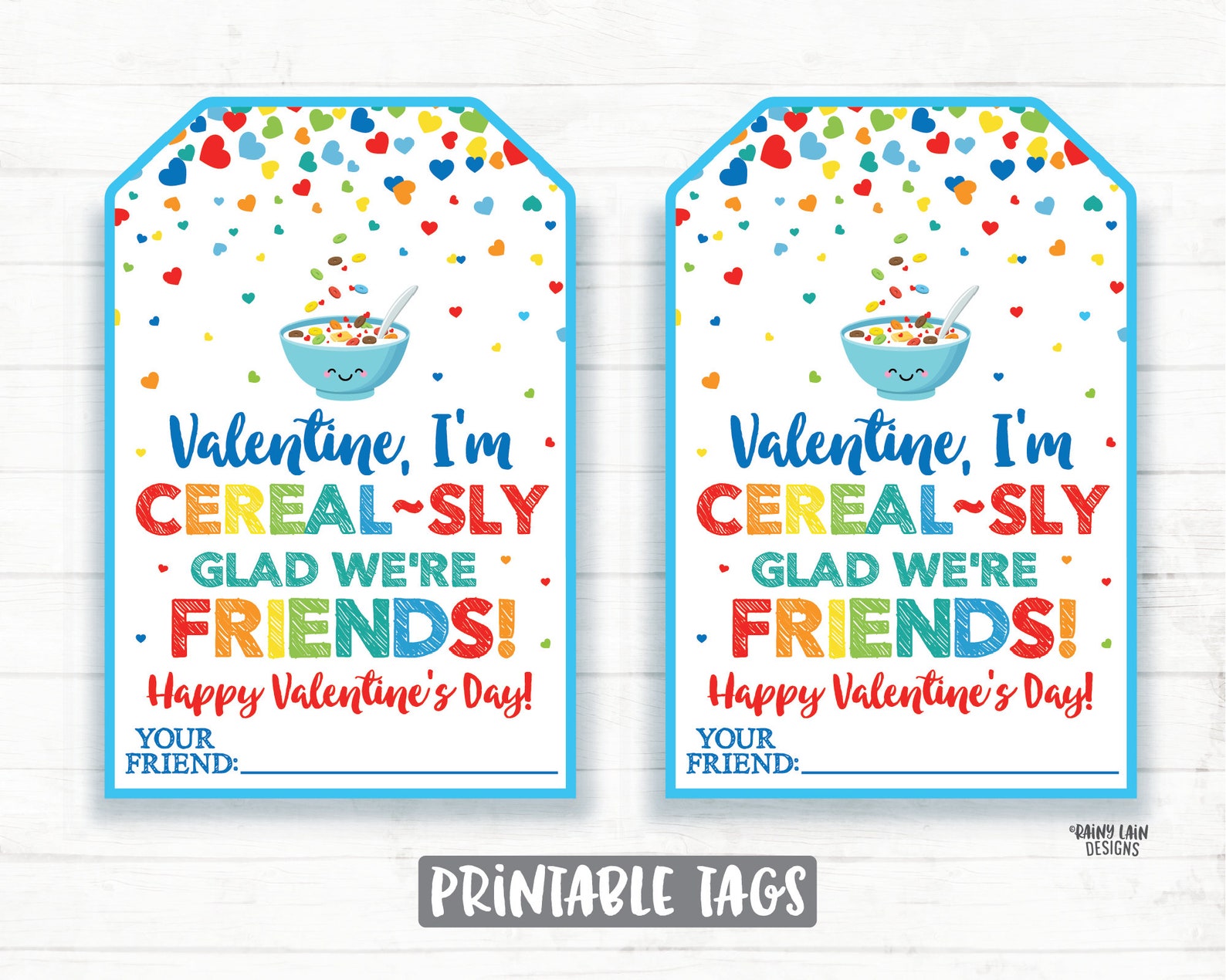 Cereal Valentine Tag, Cereal-sly Glad We're Friends Valentine Cereal ...