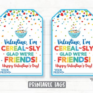 Cereal Valentine Tag, Cereal-sly Glad We're Friends Valentine Cereal ...