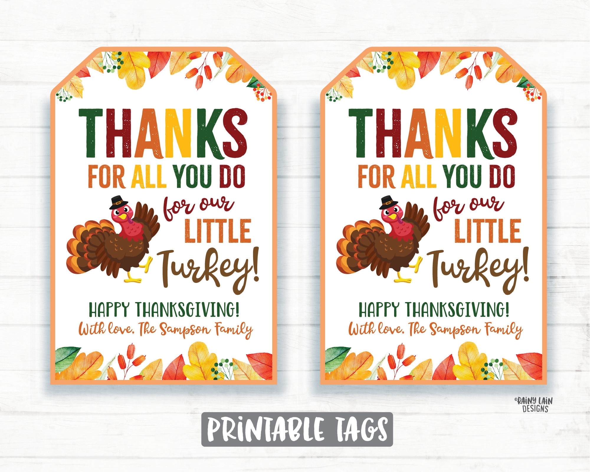 Thanks for all you do for our Little Turkey Tag Thanksgiving | Etsy