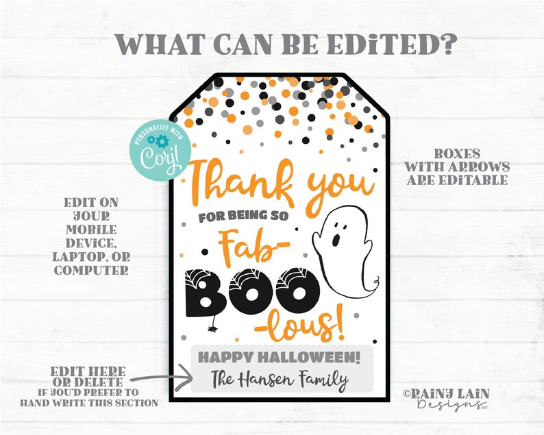 Thank You for Being Fab BOO Lous Halloween Tag Thank You | Etsy