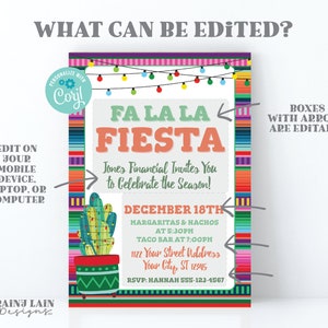 Fa La La Fiesta Invitation Editable Holiday Fiesta Invites Christmas ...