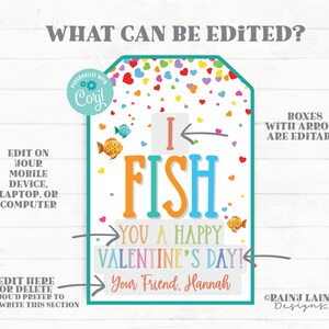 Goldfish Valentine, Fish You a Happy Valentine's Day Tag, Preschool ...