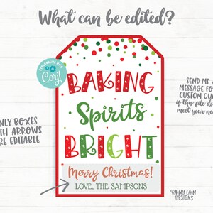 Baking Spirits Bright Tags Christmas Gift Tag Homemade Baked Goods ...