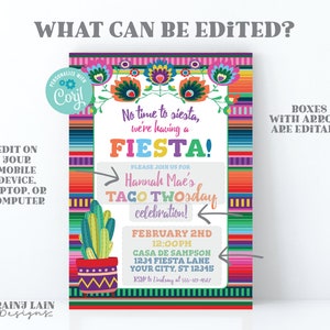 No Time to Siesta It's Time to Fiesta Taco Twosday Invitation Taco Two ...