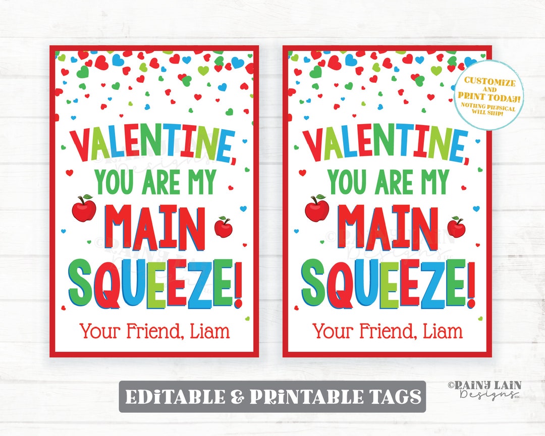 Main Squeeze Valentine, Applesauce Packet, Apple Sauce Pouch, Preschool ...