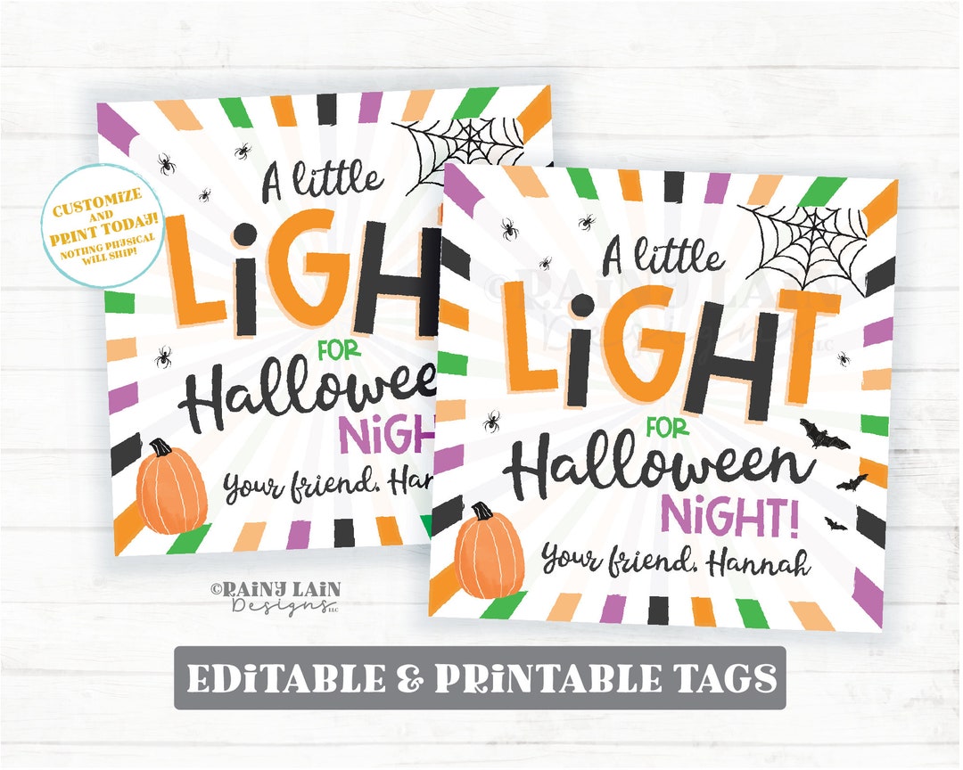 A Little Light for Halloween Night Glow Stick Party Favor Tags ...