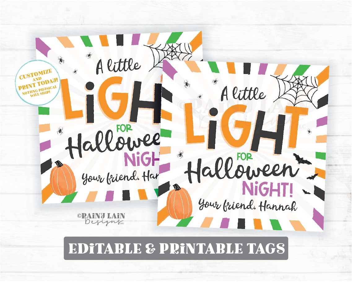 A Little Light for Halloween Night Glow Stick Party Favor Tags - Etsy